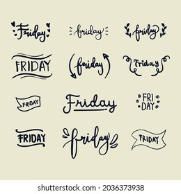 Set Friday Lettering Vector Stock Vector (Royalty Free) 2036373938 ...