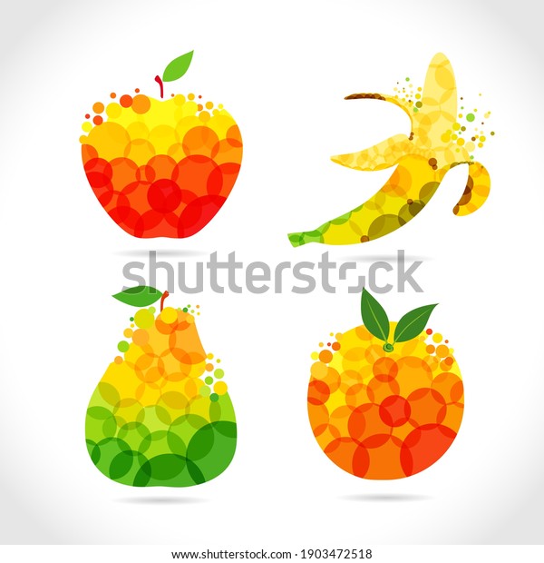 Set Fruits Logotype Concept Coloured Fruit Stock Vector (Royalty Free ...