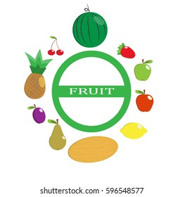 Set Fruits Pointing Frame Vector Illustration Stock Vector (Royalty ...