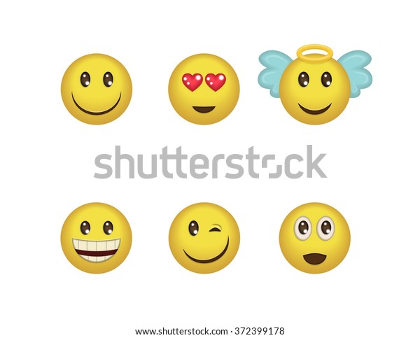 Set Fun Positive Emoticon Expressions Smile Stock Vector (Royalty Free ...