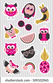 Set Fun Stickers Vector Illustration Stock Vector (Royalty Free ...