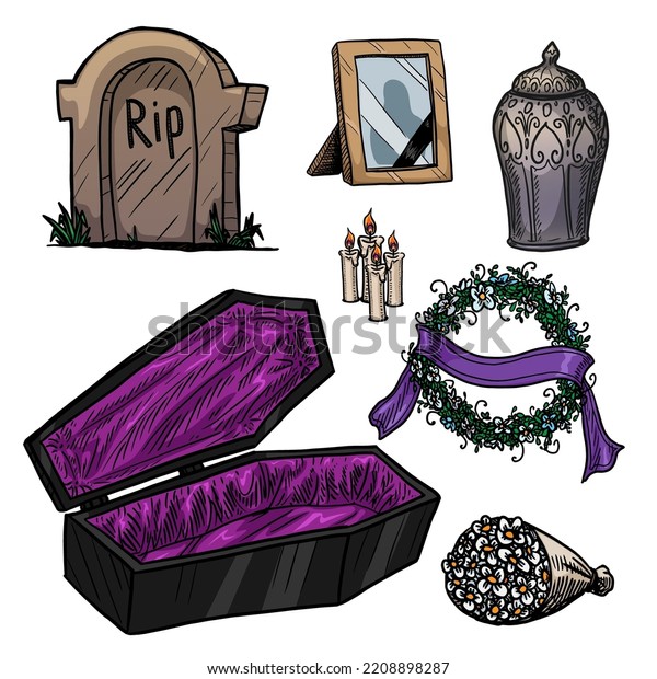 Set Funeral Items Vector Illustration Isolated Stock Vector (Royalty ...