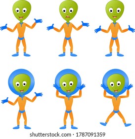 Set Funny Aliens Standing: เวกเตอร์สต็อก (ปลอดค่าลิขสิทธิ์) 1787091359 ...
