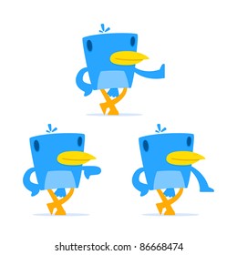 Set Funny Cartoon Blue Bird Various Stock Vector (Royalty Free ...