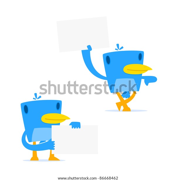Set Funny Cartoon Blue Bird Various Stock Vector (Royalty Free ...