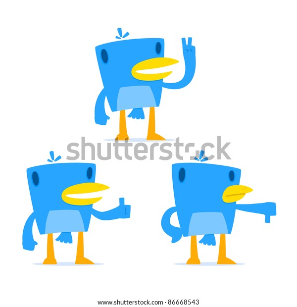 Set Funny Cartoon Blue Bird Various Stock Vector (Royalty Free ...