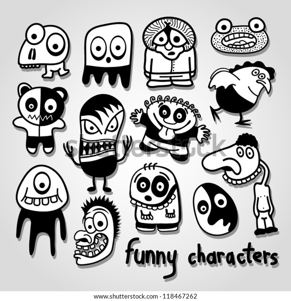 Set Funny Cartoon Characters Stock Vector (Royalty Free) 118467262