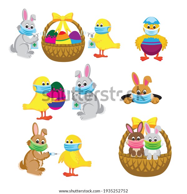 Set Funny Cartoon Easter Illustrations Stock Vector (Royalty Free ...