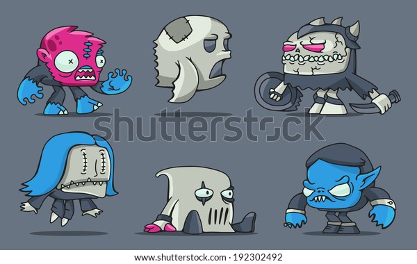 Set Funny Cartoon Game Characters Design Stock Vector (Royalty Free ...