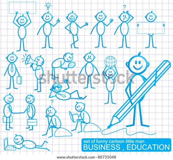 Set Funny Cartoon Little Man Various: เวกเตอร์สต็อก (ปลอดค่าลิขสิทธิ์ ...