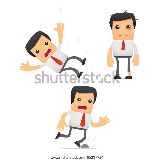 set of funny cartoon manager in various poses for use in presentations ...