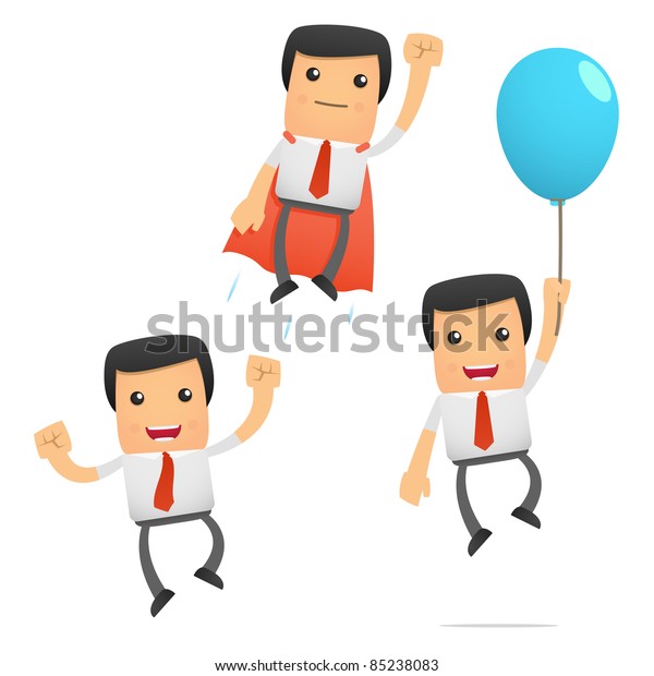 Set Funny Cartoon Manager Various Poses Stock Vector (Royalty Free ...