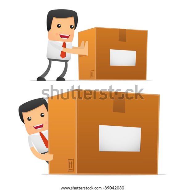 Set Funny Cartoon Manager Various Poses Stock Vector (Royalty Free ...