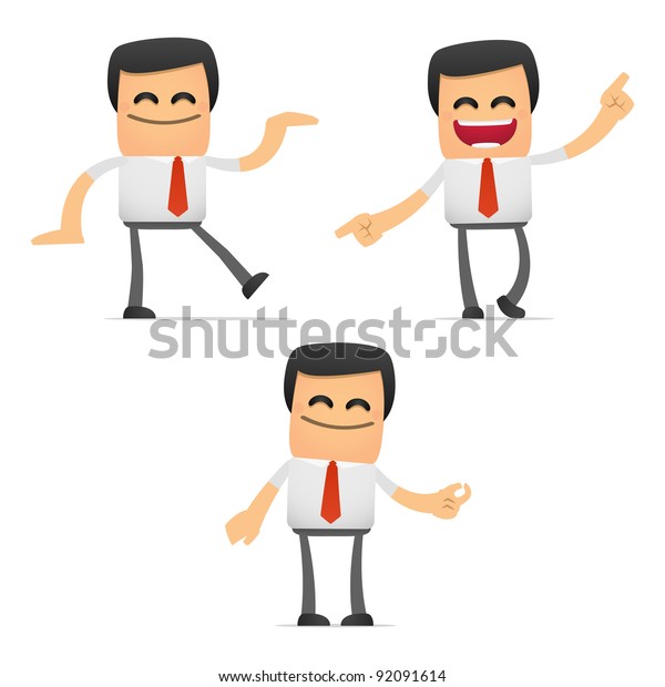 Set Funny Cartoon Manager Various Poses Stock Vector (Royalty Free ...