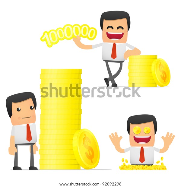 Set Funny Cartoon Manager Various Poses Stock Vector (Royalty Free ...