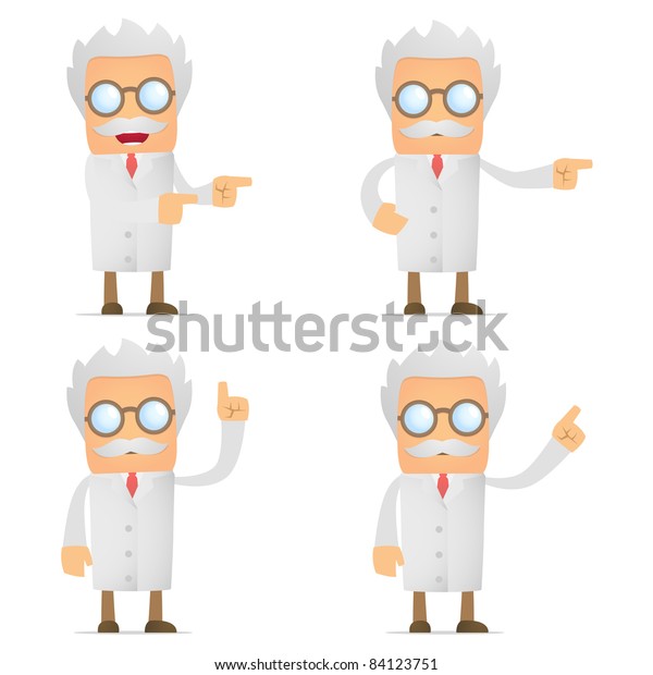 Set Funny Cartoon Scientist Various Poses Stock Vector (Royalty Free ...