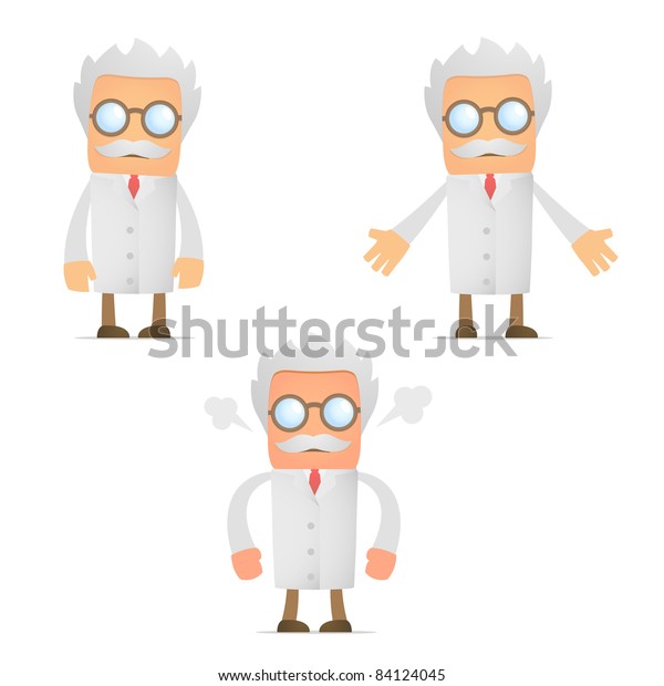 Set Funny Cartoon Scientist Various Poses: เวกเตอร์สต็อก (ปลอดค่า ...