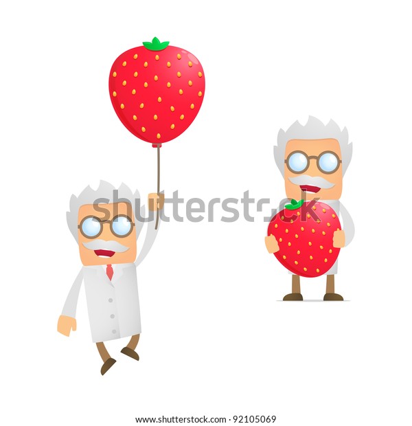 Set Funny Cartoon Scientist Various Poses Stock Vector (Royalty Free ...