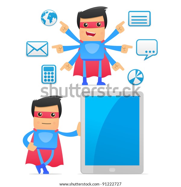 Set Funny Cartoon Superhero Various Poses Stock Vector (Royalty Free ...