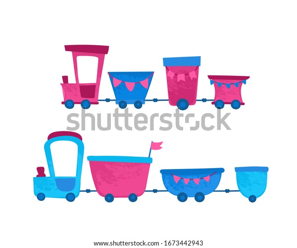 Set Funny Cartoon Train Wagons Vector Stock Vector (Royalty Free ...