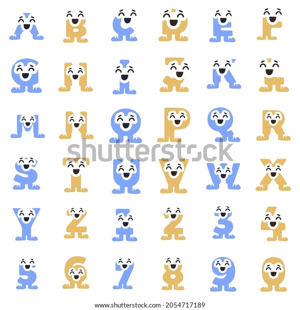 Set Funny Characters Form Letters Numbers Stock Vector (Royalty Free ...