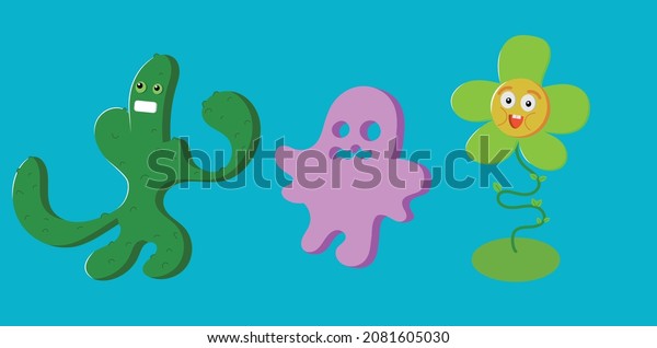 Set Funny Characters Smiling Human Faces Stock Vector (Royalty Free ...