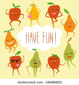Set Funny Dancing Cartoon Pears Apples Stock Vector (Royalty Free ...