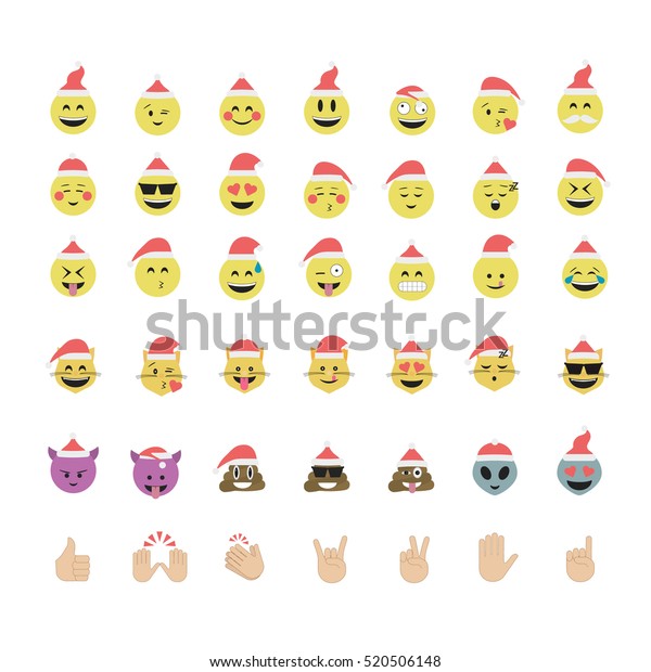 Set Funny Emoticon Vector Isolated On 스톡 벡터(로열티 프리) 520506148 ...