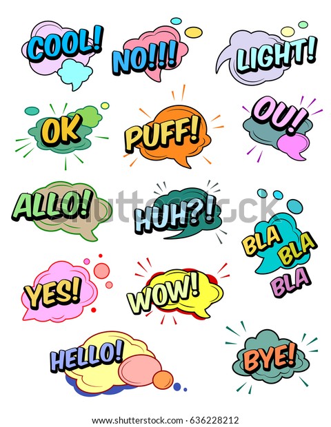 Set Funny Exclamations Huh Hi Hello: vector de stock (libre de regalías ...