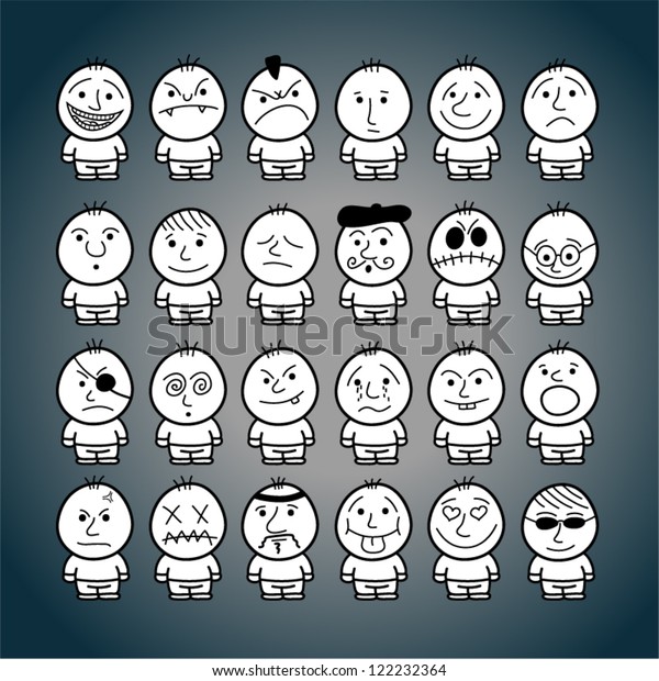 Set Funny Hand Drawn Characters Stock Vector (Royalty Free) 122232364 ...