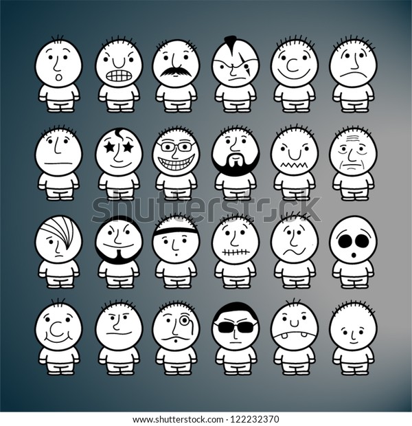 Set Funny Hand Drawn Characters Stock Vector (Royalty Free) 122232370 ...