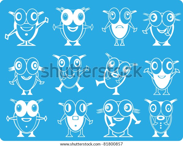 Set Funny Homunculus On Blue Background Stock Vector (Royalty Free ...
