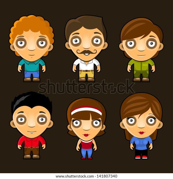 Set Funny People Cartoon Vector Characters Stock Vector (Royalty Free ...