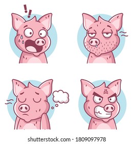 Set Funny Pig Stickers Stock Vector (Royalty Free) 1809097978 ...