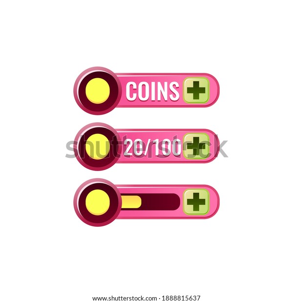 Set Funny Pink Game Ui Currencies Stock Vector (Royalty Free ...
