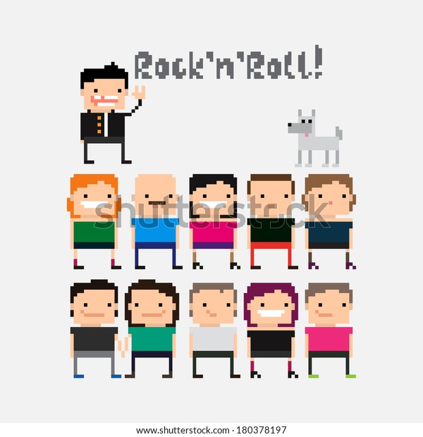 Set Funny Pixel Art Cartoon Characters Stock Vector (Royalty Free ...