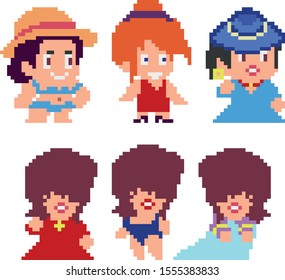 Set Funny Pixel Characters Stock Vector (Royalty Free) 1545832919