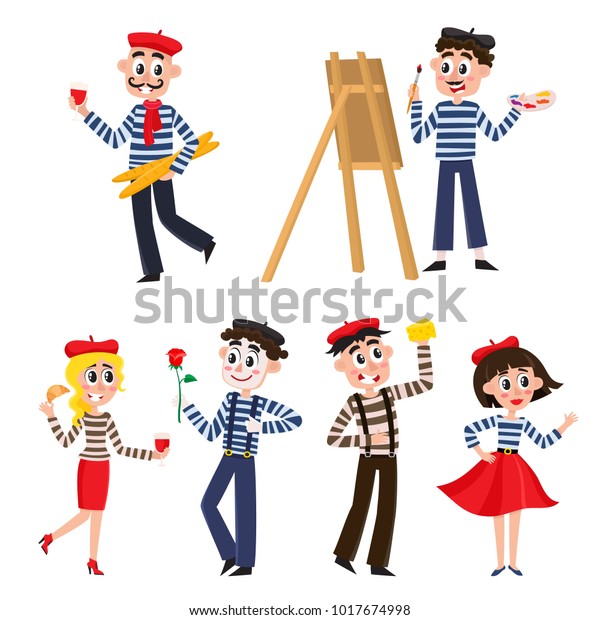 Set Funny Stereotypical French Characters Food Stock Vector (Royalty ...