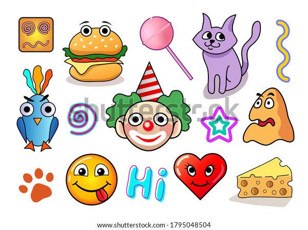 Set Funny Stickers Vector Collection Colored Stock Vector (Royalty Free ...