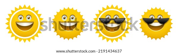 Set Funny Sun Laughing Sun Sun Stock Vector (Royalty Free) 2191434637 ...