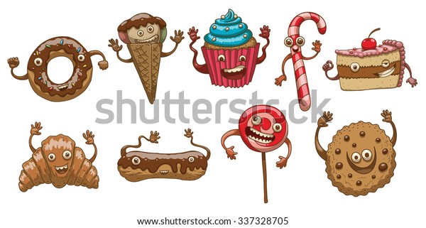Set Funny Sweeties Human Emotions Cake Stock Vector (Royalty Free ...