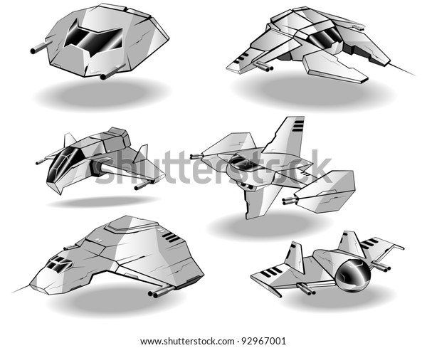 Set Futuristic Interceptorsvector 3 Stock Vector (Royalty Free ...