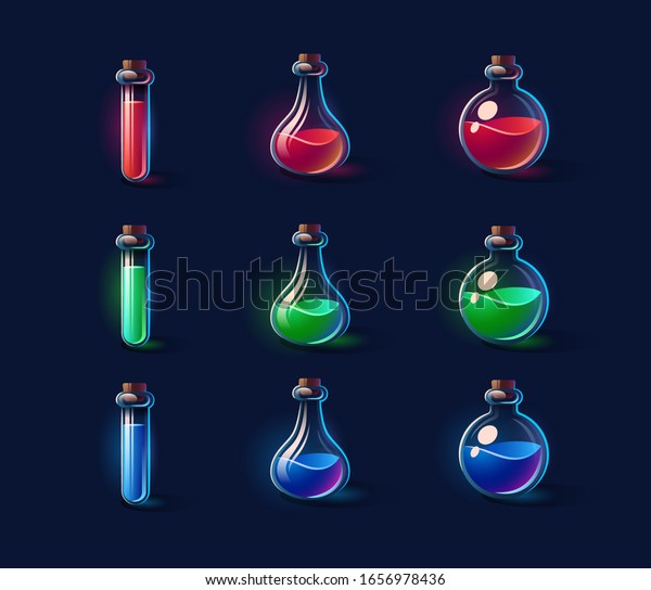 Set Game Flasks Alchemical Poison Ancient Stock Vector (Royalty Free ...