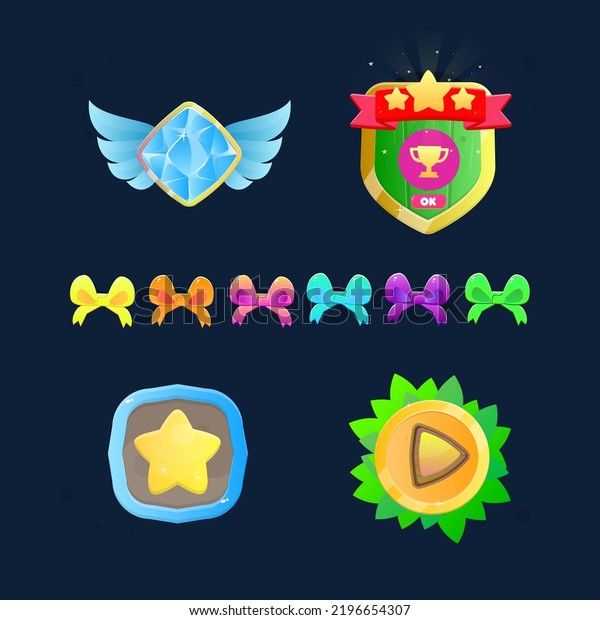 Set Games Ui Bows Icon Gem Stock Vector (Royalty Free) 2196654307 ...