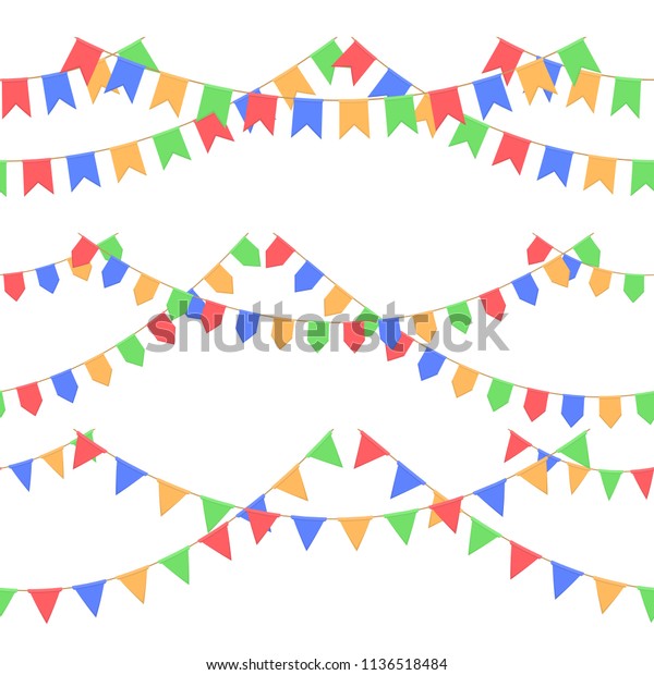 Set Garland Celebration Flags Chain Red Stock Vector (Royalty Free ...