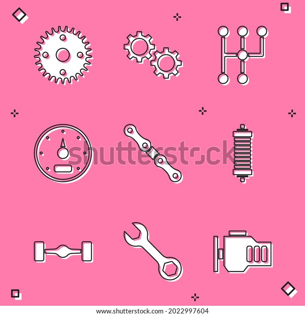 Set Gear Shifter Speedometer Car Chain Stock Vector (Royalty Free ...