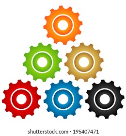 Set Gears Different Colors Isolated On Stock Vector (Royalty Free ...