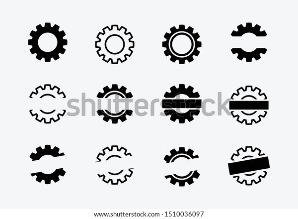 Set Gears Shapes Cog Labels Badges Stock Vector (Royalty Free ...