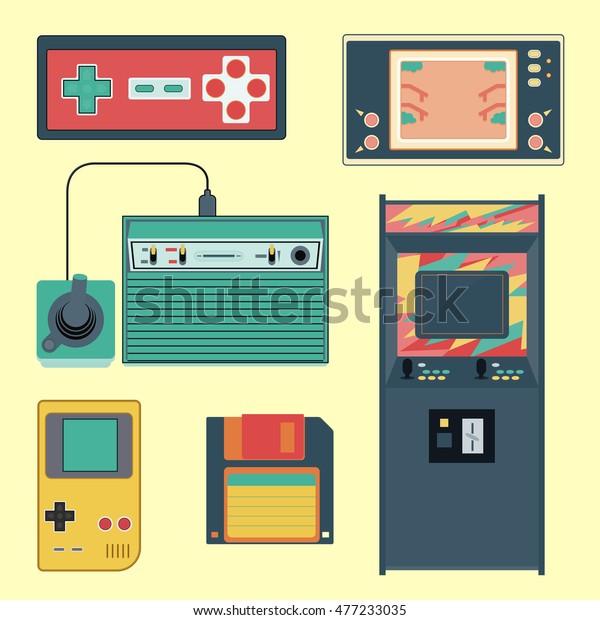 Set Geek Gaming Retro Gadgets Nineties Stock Vector (Royalty Free ...