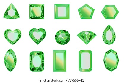 Set Green Gemstones Vector Illustration Emeralds Stock Vector (Royalty ...